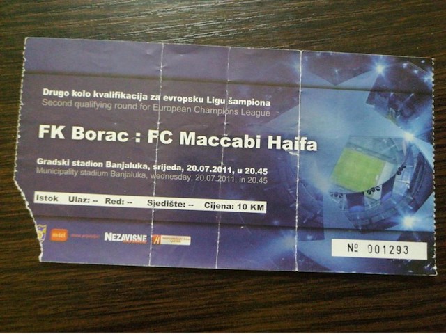 Borac Banja luka-Maccabi Haifa 20.7.2011