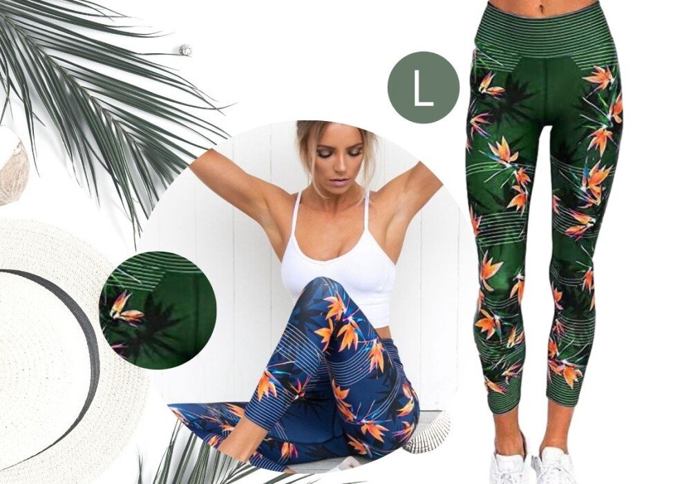 Ženske helanke TropicalStyle, motiv lišća, 3 boje Nov model