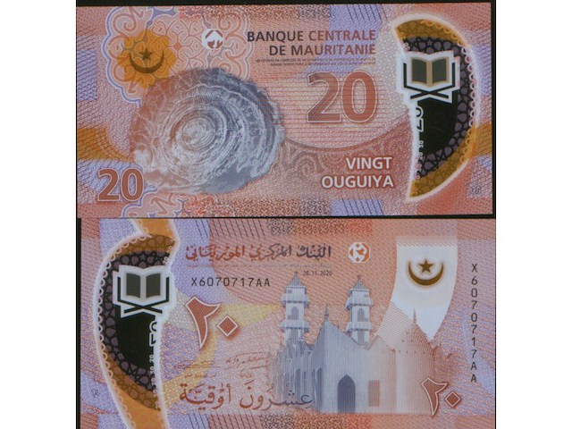 Mauritania 20 Ouguiya 2020-2021. UNC Polymer.