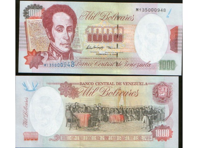 Venezuela 1000 Bolivares 1998. P-73a. UNC.