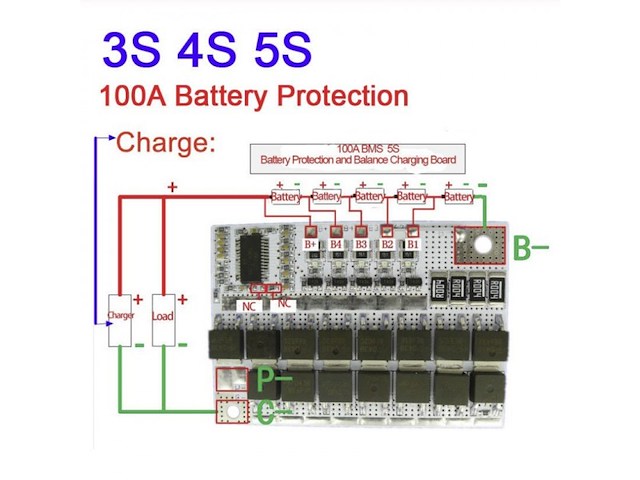♦ BMS za 3,4 ili 5 LiPo baterije 100A 3S 4S 5S ♦