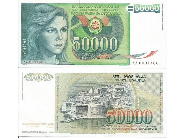 Jugoslavija 50.000 dinara 1988. UNC AA serija