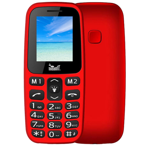 Meanit Mobilni telefon, 1.77" ekran, Dual SIM, BT, SOS dugme Crveni