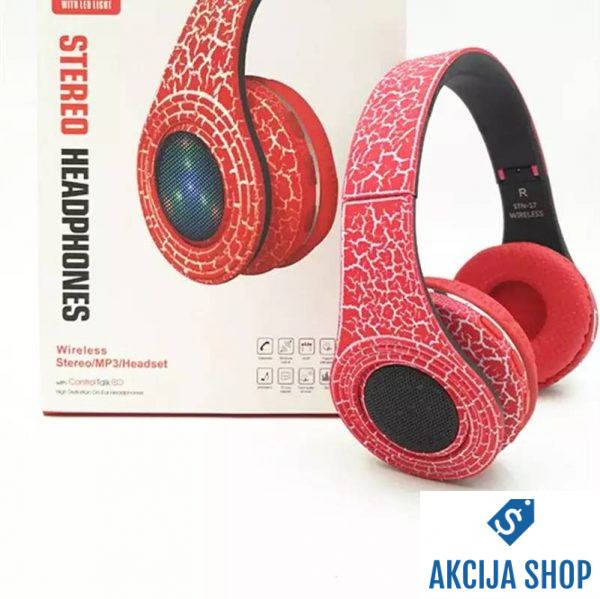 Bluetooth bežične slušalice sa LED didoama STN17 crvene – Bluetooth bežične slušalice sa LED didoama STN17 crvene