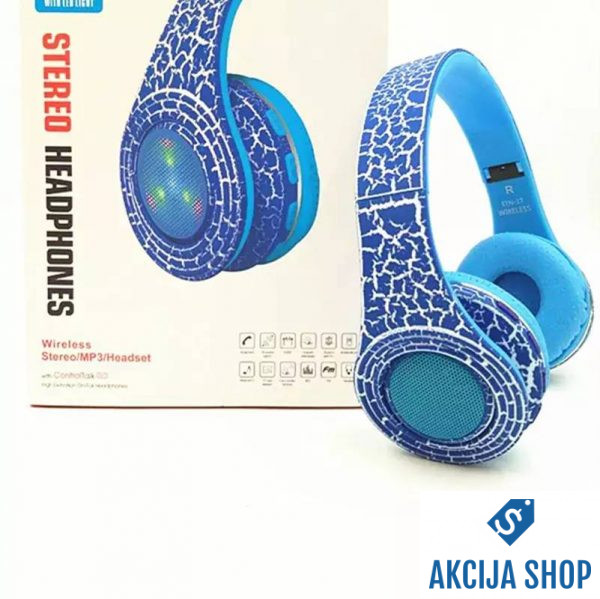 Bluetooth bežične slušalice sa LED didoama STN17 plave – Bluetooth bežične slušalice sa LED didoama STN17 plave