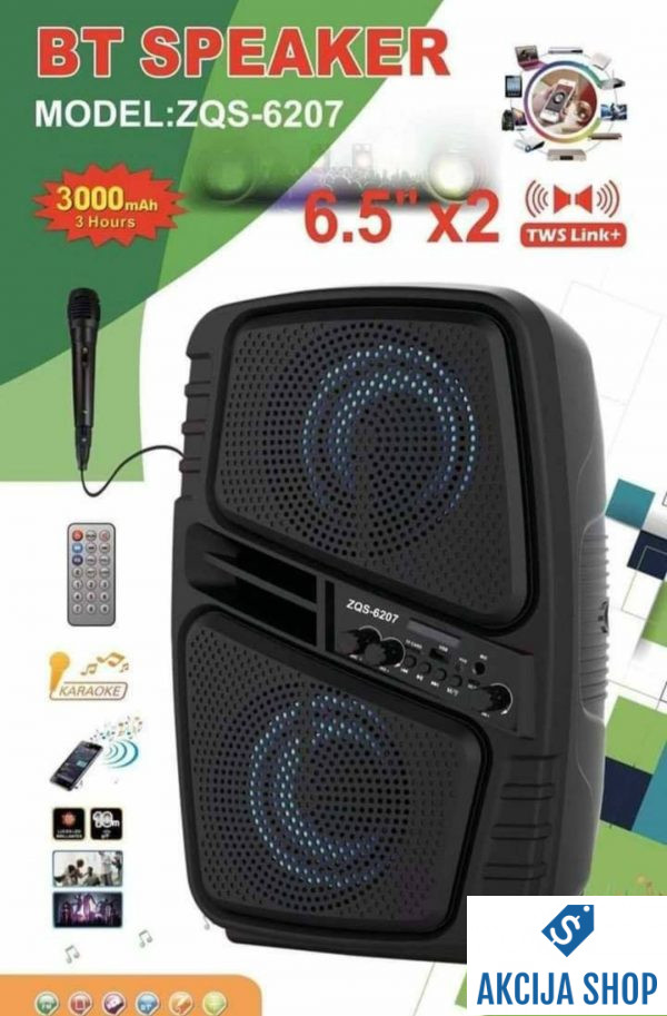 Prenosivi blutut karaoke zvučnik – ZQS-6207 – Prenosivi blutut karaoke zvučnik – ZQS-6207