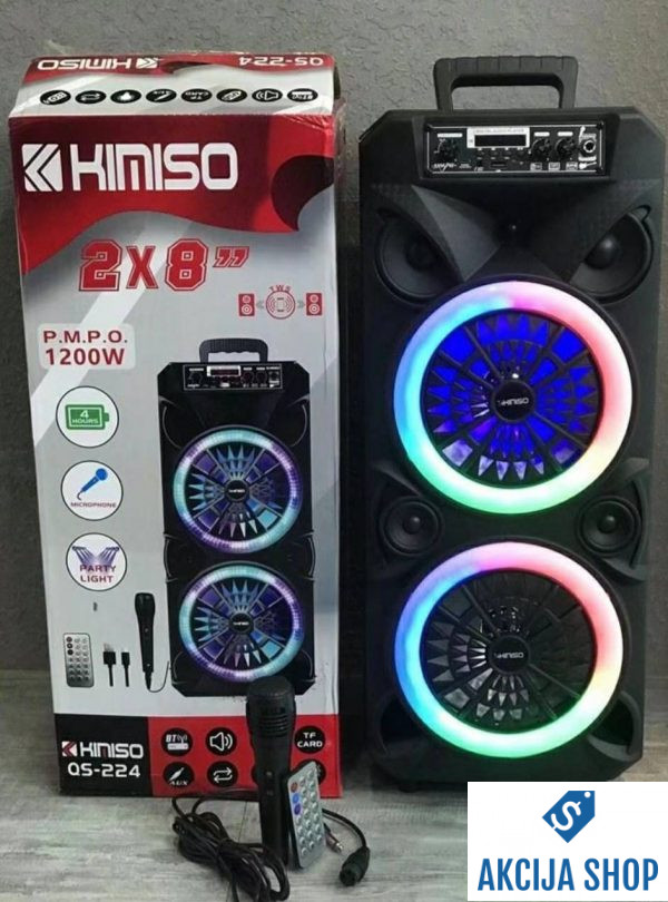 Prenosivi karaoke blutut zvučnik 2 x 8″ – Kimiso QS 224 – Prenosivi karaoke blutut zvučnik 2 x 8″ – Kimiso QS 224