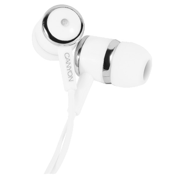 CANYON Stereo earphones with microphone, White, cable length 1.2m, 23*9*10.5mm,0.013kg ( CNE-CEPM01W )