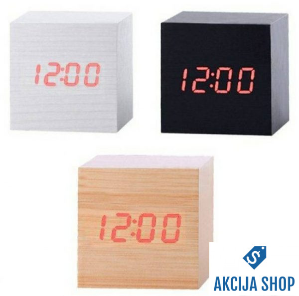 Digitalni mali sat – Wooden clock kocka – Digitalni mali sat – Wooden clock kocka