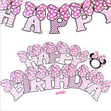 Mini Maus happy birthday baner roze slova