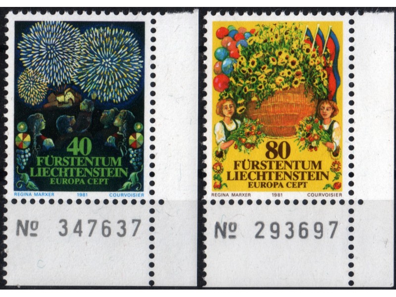 kt479p 09.mar1981 LiechtensteinF Mi764-5 **