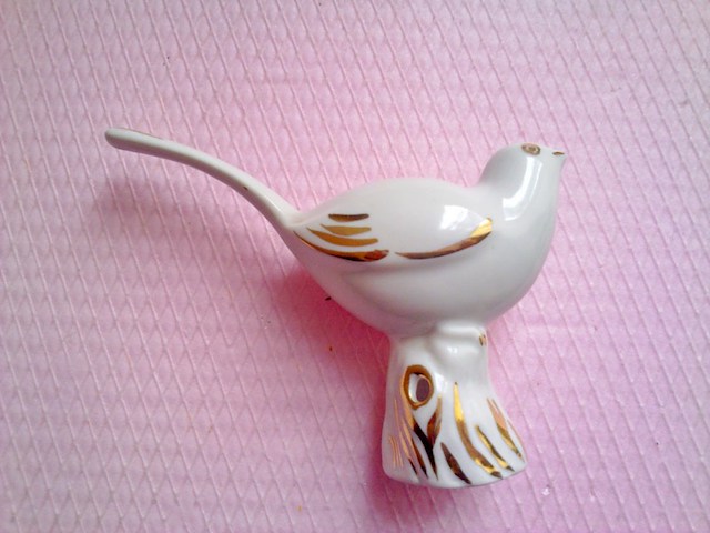 Porcelanska figurica Ptica iz 60-ih sa pozlatom
