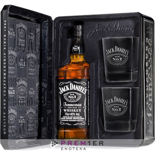 Jack Danielʼs No.7 metalna kutija sa 2 čaše 0.70l