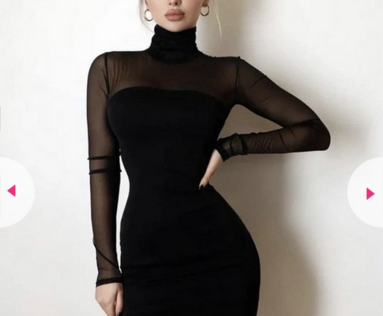 Crna haljina til ramena-rukavi