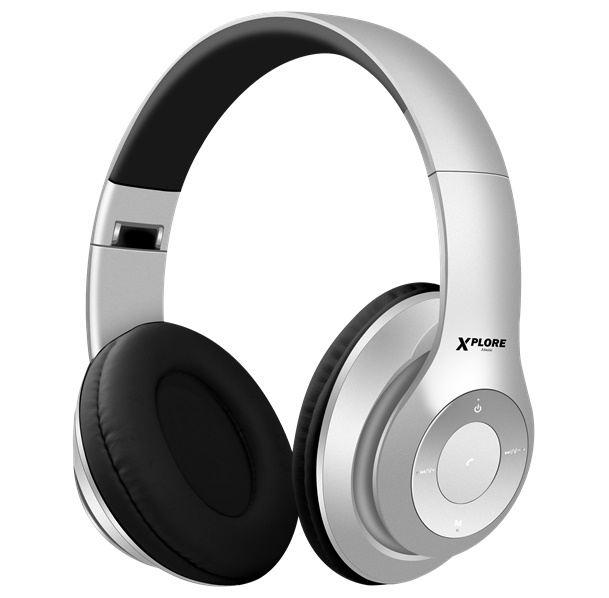 Stereo Bluetooth slušalice sa FM radiom i mikrofonom srebrne