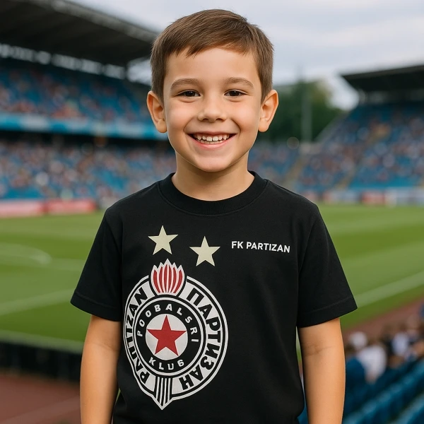 FK PARTIZAN DEČIJA MAJICA CRNA VELIKI GRB