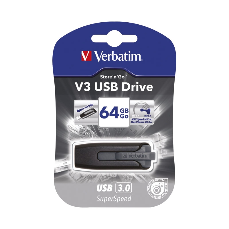 Memorija USB 3.0 64Gb V3 Verbatim 49174 siva blister