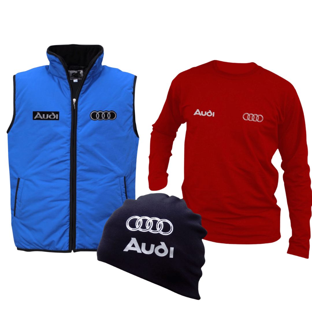 Audi kombinacija zimski prsluk, duks, kapa
Video