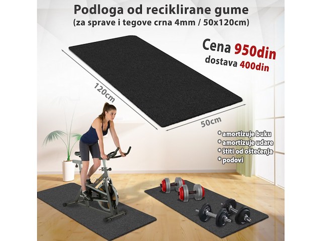 Podloga za sprave i tegove crna 4mm / 50x120cm