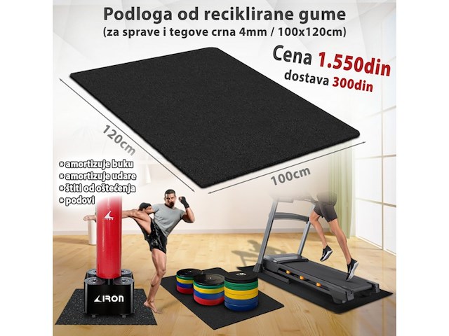 Podloga za sprave i tegove crna 4mm / 100x120cm