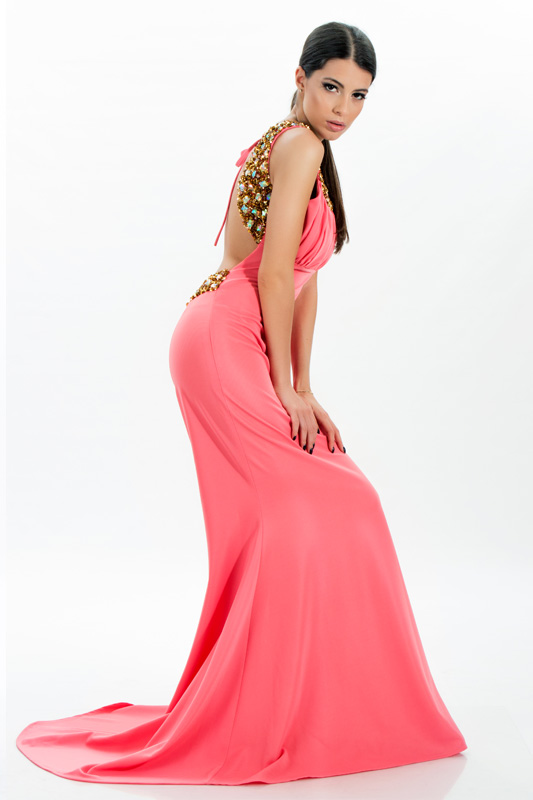 Dugačka roze ekskluzivna haljina 2014/04