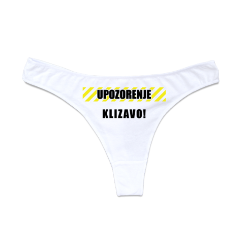 "Upozorenje klizavo!" - Ženske bele tange (cs3699)