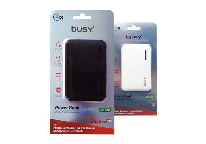Power bank eksterna baterija punjač 5000 mAh 2 USB porta i micro USB type-C kabl Busy 060806 3800148608062