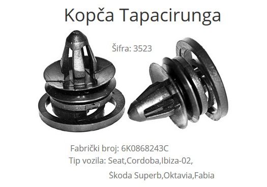 Žabica 3523 - tapacirung - Škoda Seat OEM 6K0868243C