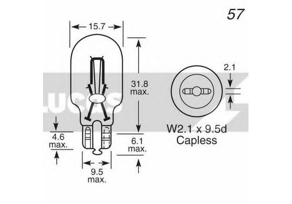 Sijalica 12V 16W LUCAS LLB955T - ubodna