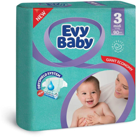 Evy baby pelene giant 3 midi 5-9kg 90kom 3 u 1 ( A054559 )