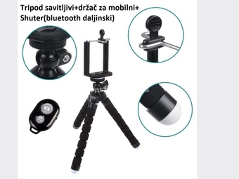 Tripod savitljivi+držač za mob.+ daljinski crni