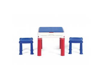 Dečiji sto Construct sa dve stolice set plava/crvena/bela