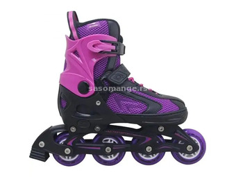 Roleri PW126B-10 crno pink Alu šina ABEC5 PU točkići L(40-43) ACTION