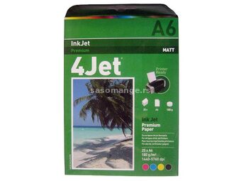 4Jet InkJet Mat Foto Papir A6, 1/25