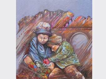 12 Deca, ulje na platnu, 100×100 cm, Ivan Vanja Milanovic