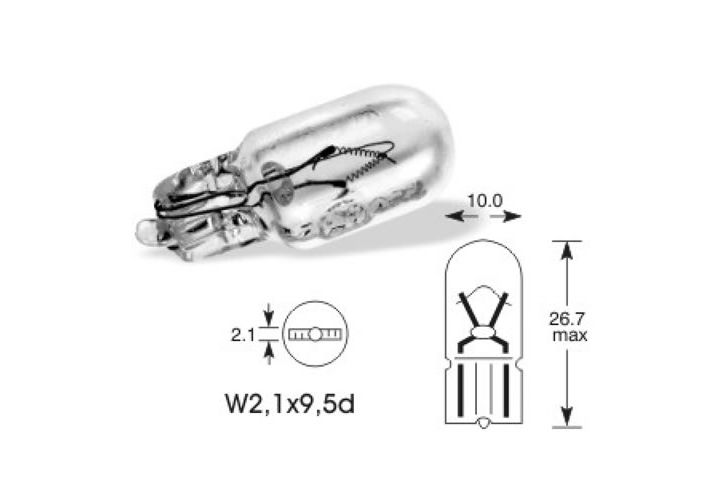 Sijalica 12V 5W ubodna PLAVA W2.1x9.5d LUCAS LLB501BT