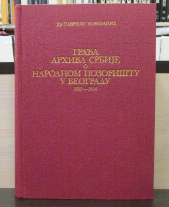 GRAĐA ARHIVA SRBIJE O NARODNOM POZORIŠTU U BEOGRADU (1835-1914) – GAVRILO KOVIJANIĆ