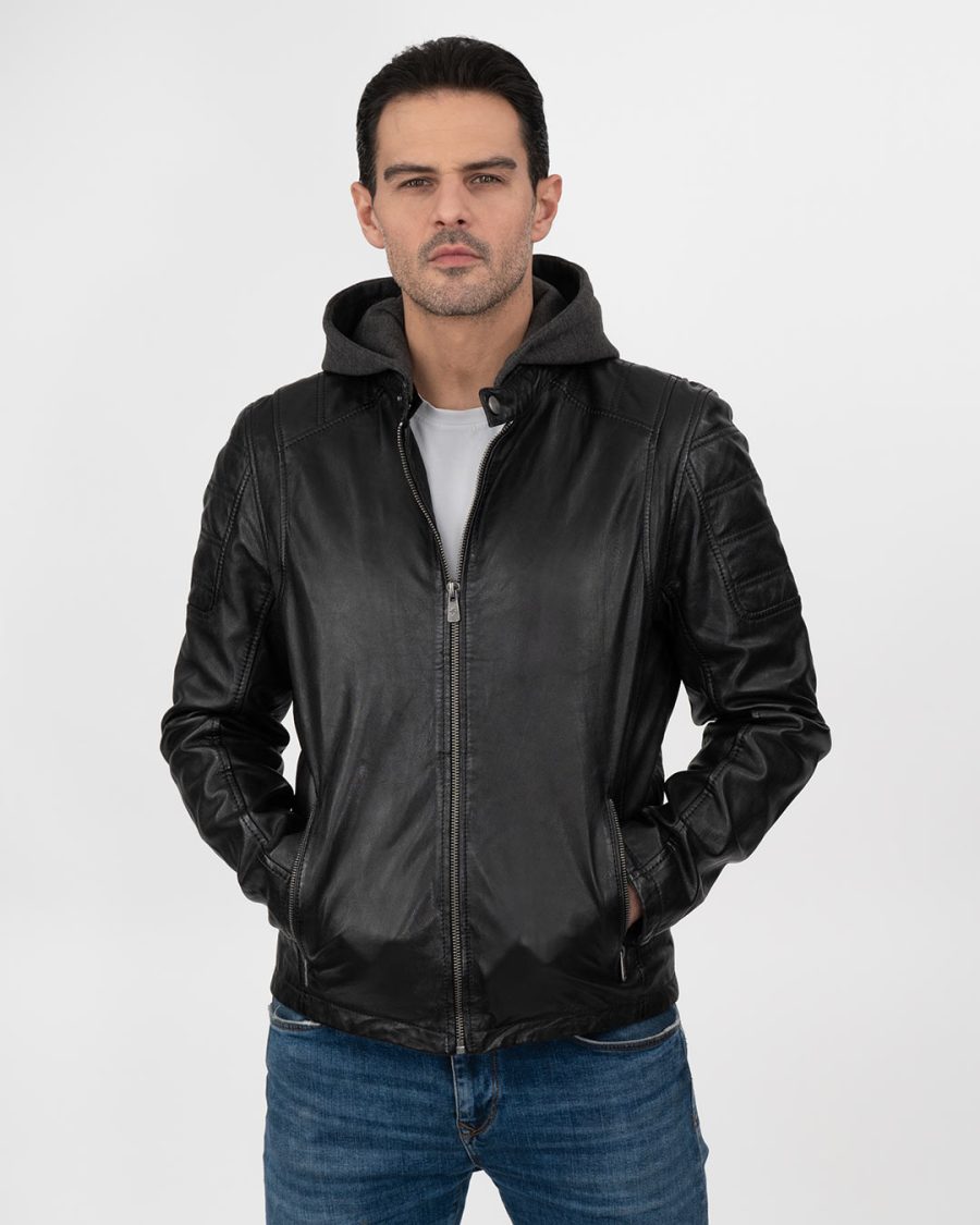 Invento kožna jakna Tomas – Crna