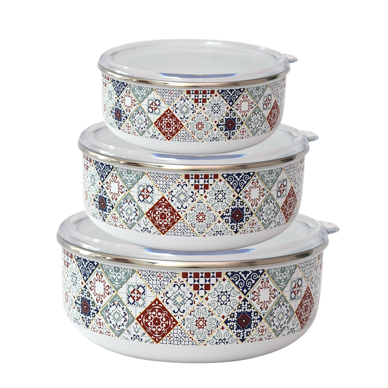 SET EMAJLIRANIH POSUDA ZA ODLAGANJE 14,16 I 18CM - 3501