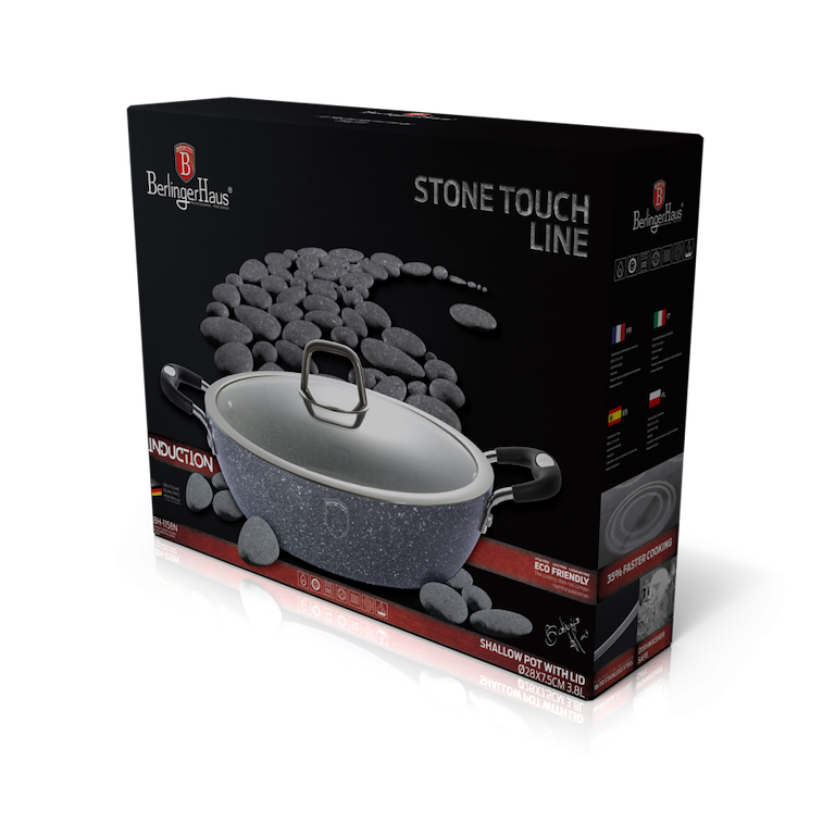 ŠERPA PLITKA SA POKLOPCEM GRAY STONE TOUCH 28CM