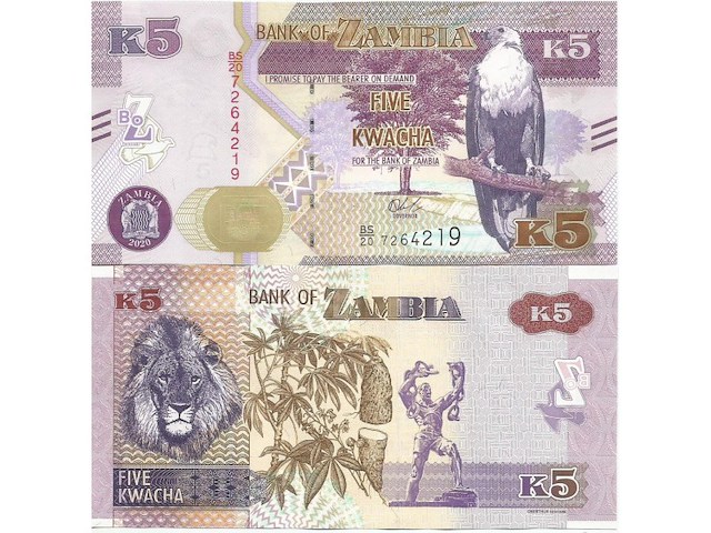 Zambia 5 kwacha 2020. UNC