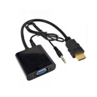 FAST ASIA Adapter HDMI (M) - VGA (F) + Audio kabl 3.5mm crni