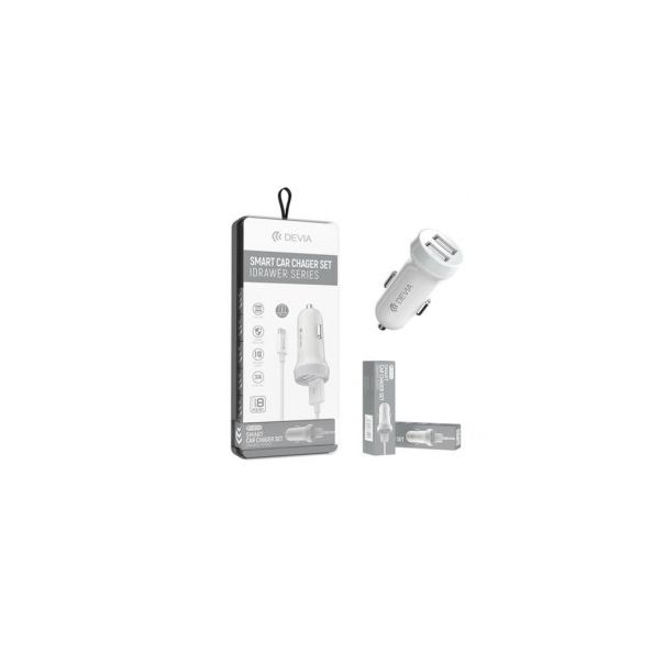 DEVIA Auto punjač IDRAWER Dual USB Lightning 3.1A, bela