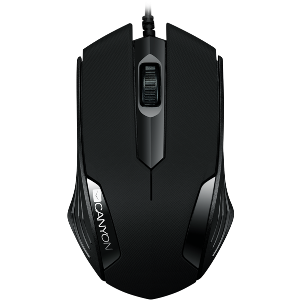 CANYON wired optical Mouse with 3 buttons, DPI 1000, Black, cable length 1.25m, 120*70*35mm, 0.07kg