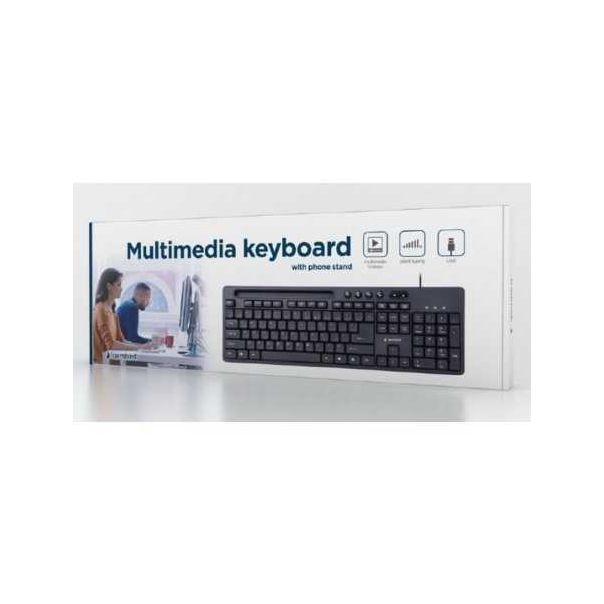 GEMBIRD KB-UM-108 Multimedijalna tastatura US layout black USB sa drzacem za telefon