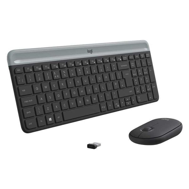 LOGITECH Bežična tastatura i miš MK470 Slim YU, tamno sivi