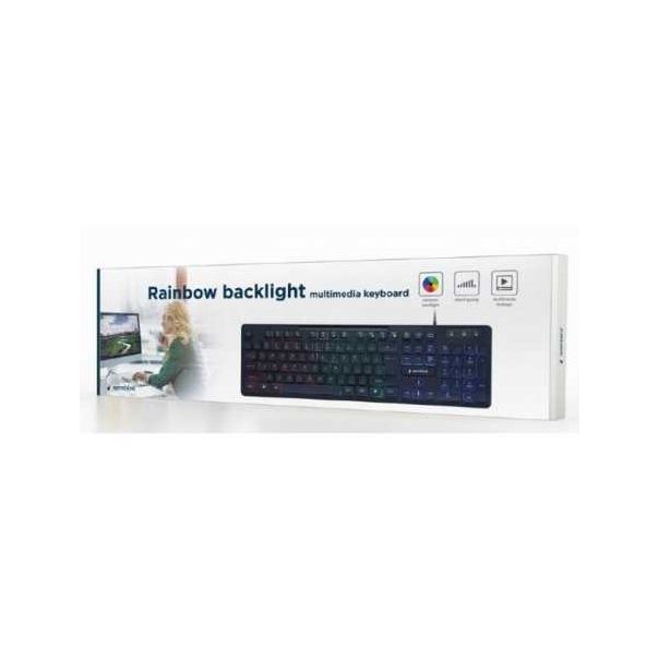 GEMBIRD KB-UML-02 Rainbow multimedijalna tastatura sa pozadinskim osvetljenjem, US layout USB