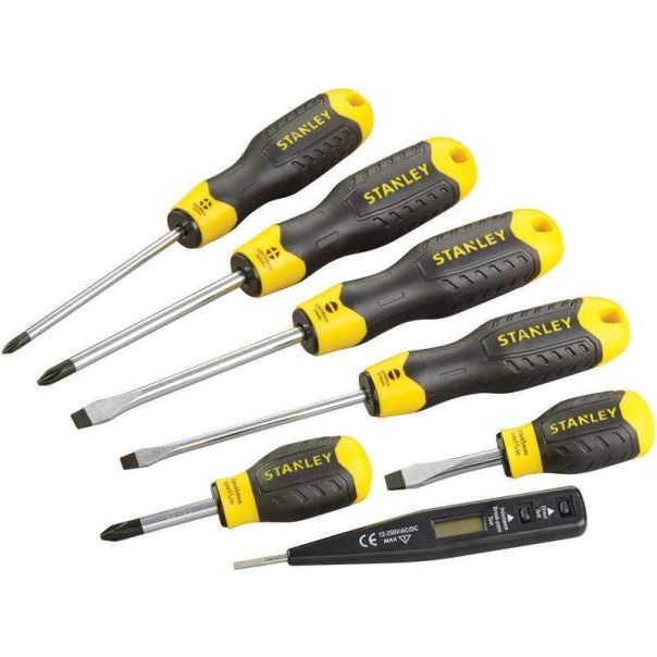 STANLEY Odvijači cushion grip /set 6kom +tester 220v