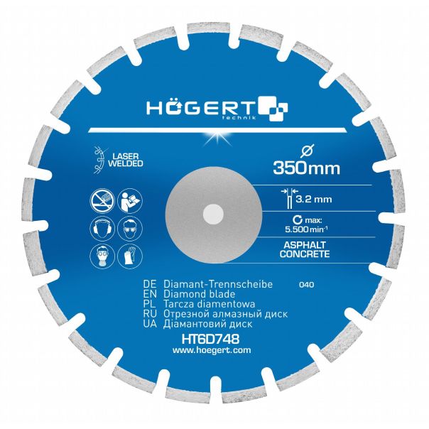 HOGERT Rezni segmentni dijamantski disk 350 mm laserski varen