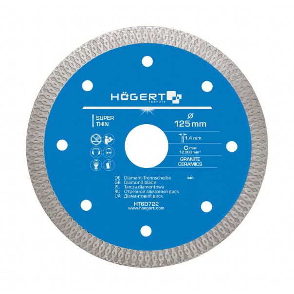 HOGERT Rezni dijamantski disk 125 mm za rezanje keramike